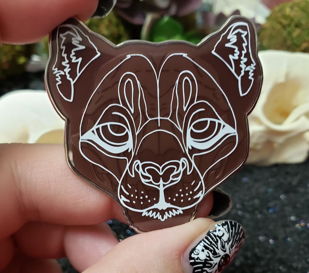 Snow Leopard Pin Set Silver Metal Screen Print Bones Skull Big Cat ...