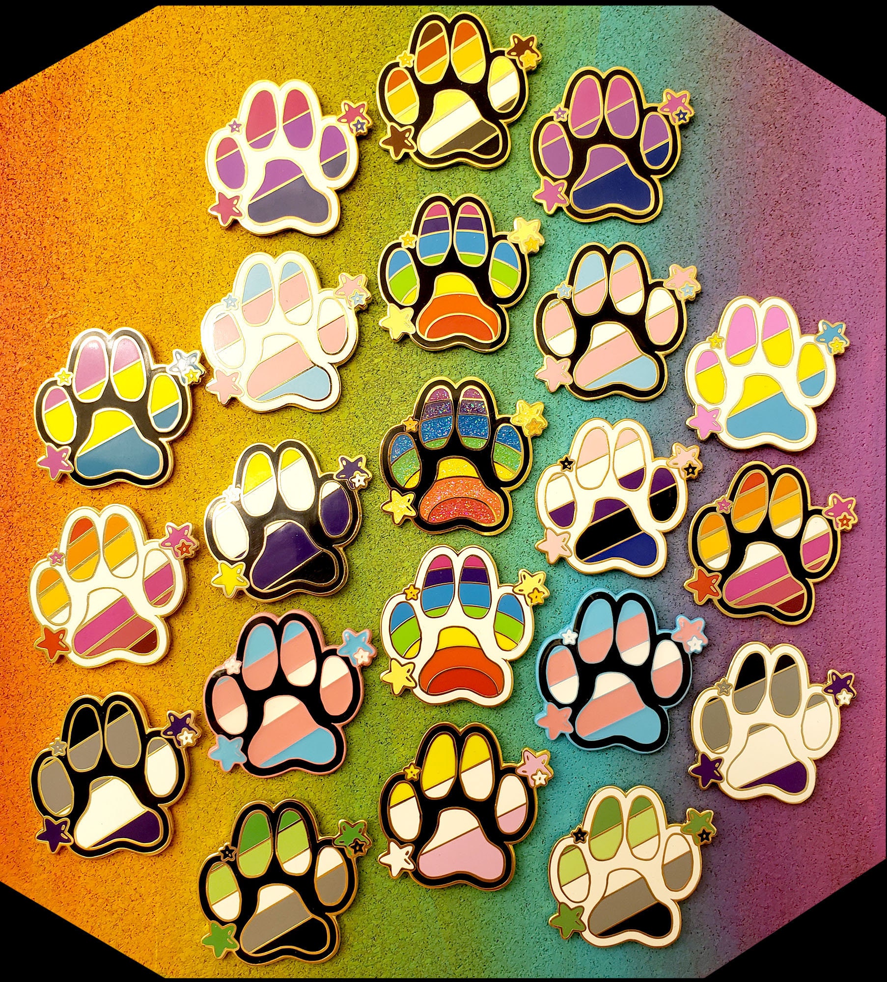 Paw Sitive LGBTQ Sparkle Pride Paw Shaped Enamel Lapel Pin - Etsy UK