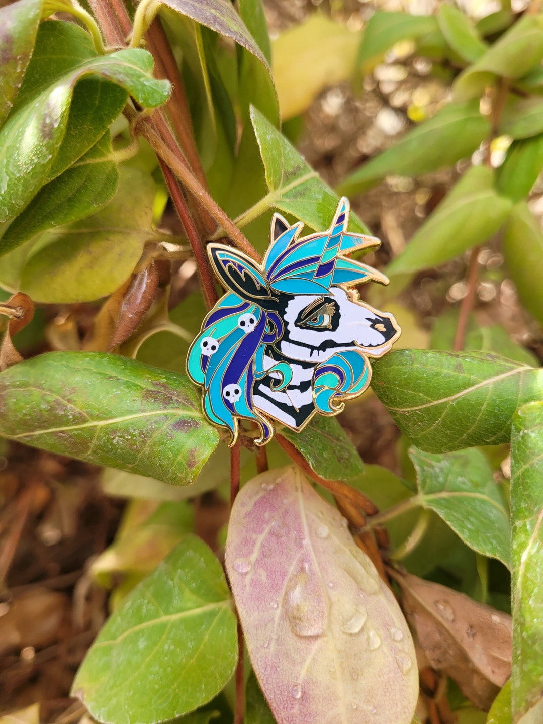 Spooky Nightmare Unicorn Enamel Lapel Pin Moon Dark Horse Star Skulls ...