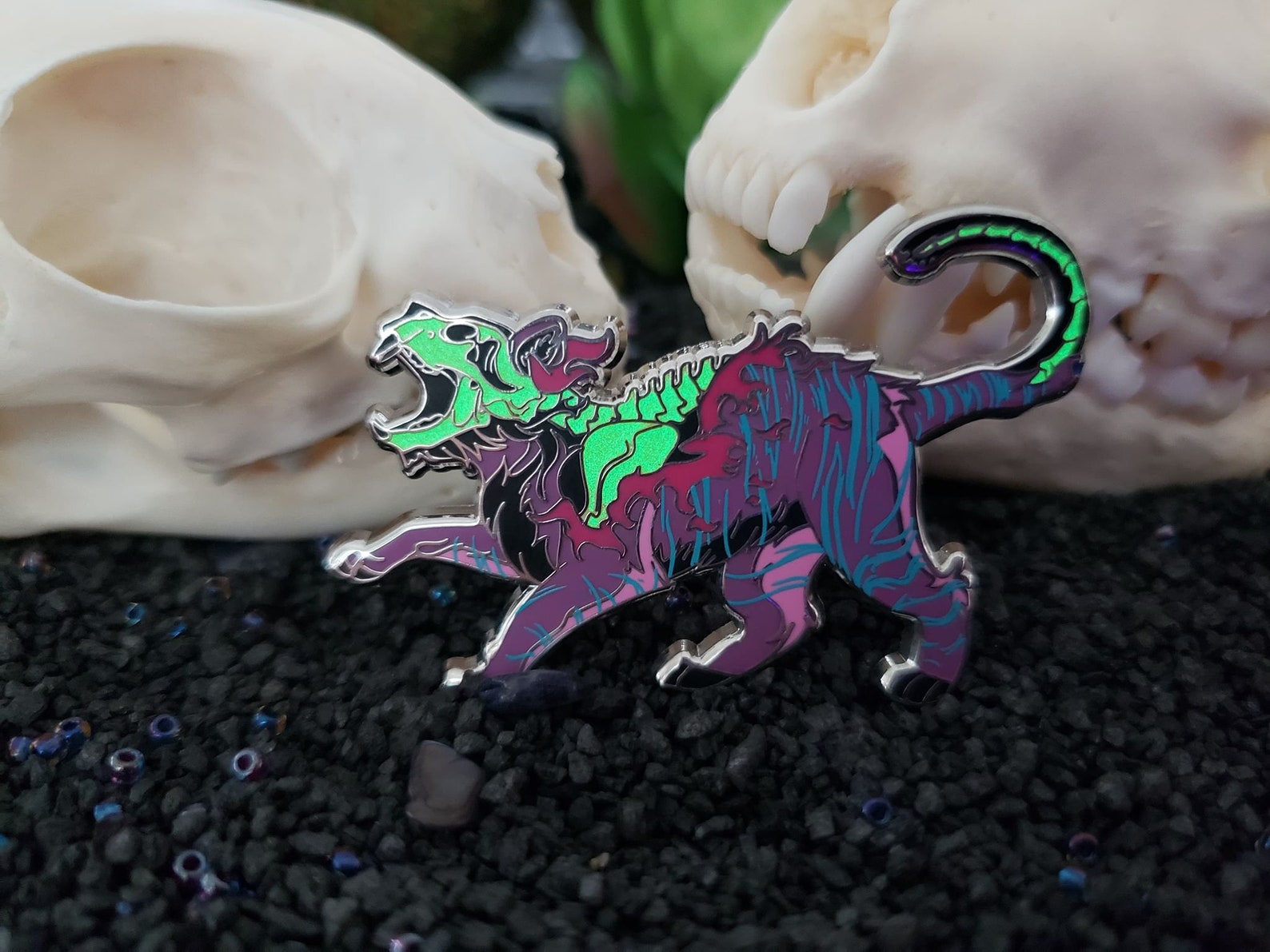 Natural Undead Tiger Enamel Pin Set - Antique Glow Orange Purple Blue ...