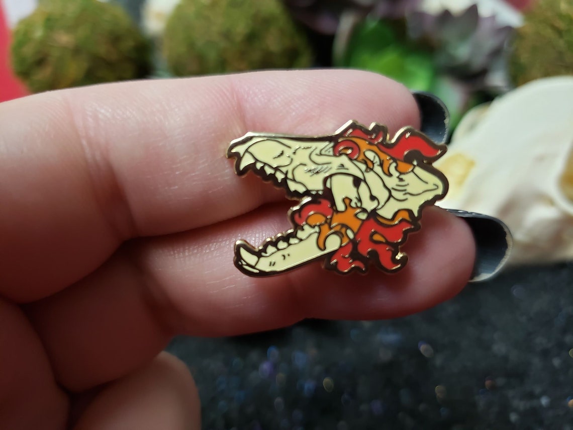 Red Wolf Skull Enamel Pin Set Mini Pin Blue Red Green - Etsy