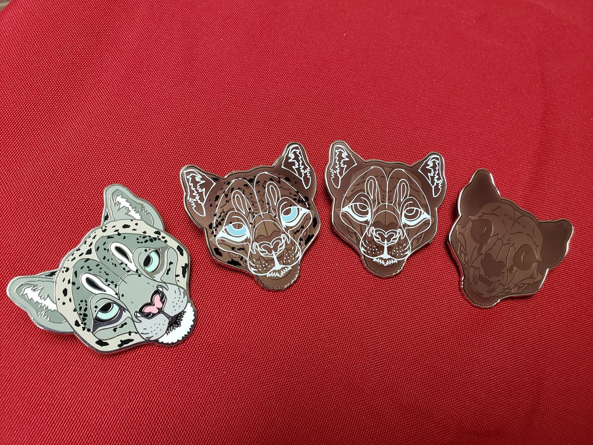 Snow Leopard Pin Set Silver Metal Screen Print Bones Skull | Etsy