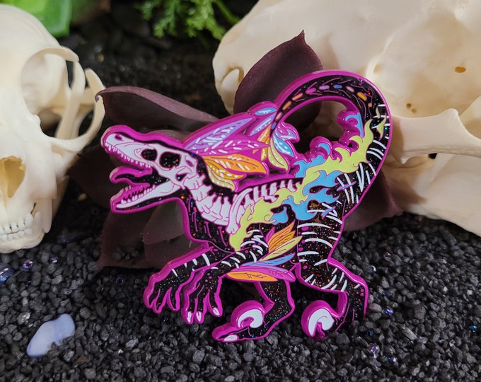 Disappear Velociraptor Pin - Raptor Enamel Pin Disappear Dinosaur Gift ...