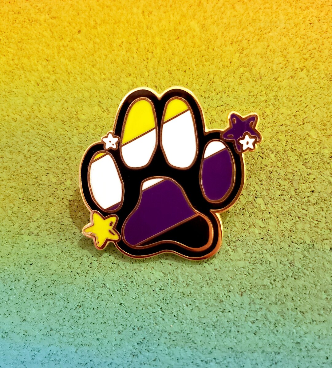 Paw - Sitive Non Binary LGBTQ Sparkle Paw Shaped Enamel Lapel Pin ...