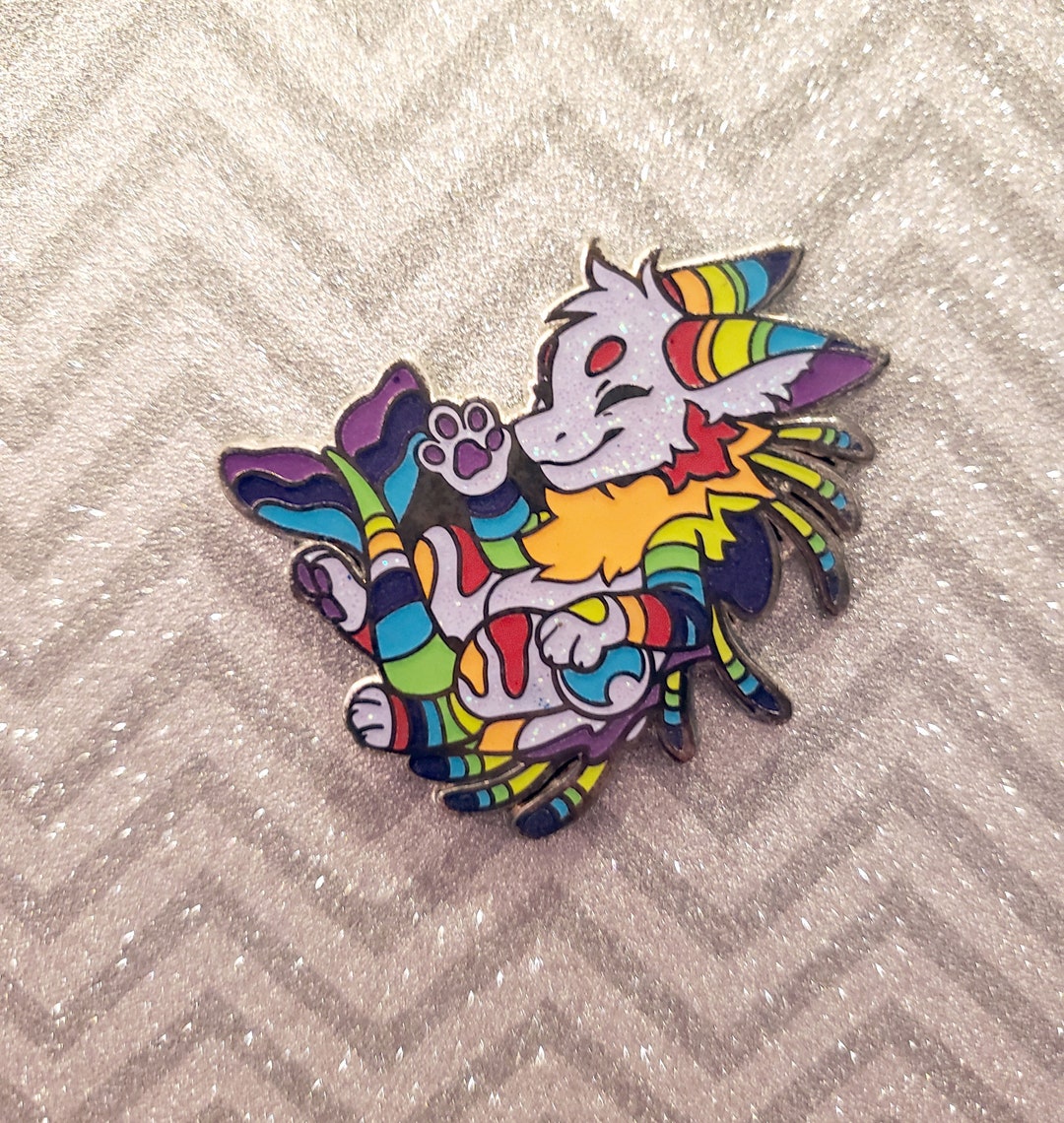 Manokit Fursona Pin Fish Dog Glow in the Dark Enamel Pin Glitter ...
