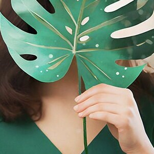 Woman Face With Monstera Leaf Green Dress Printable Sticker for Plant ...