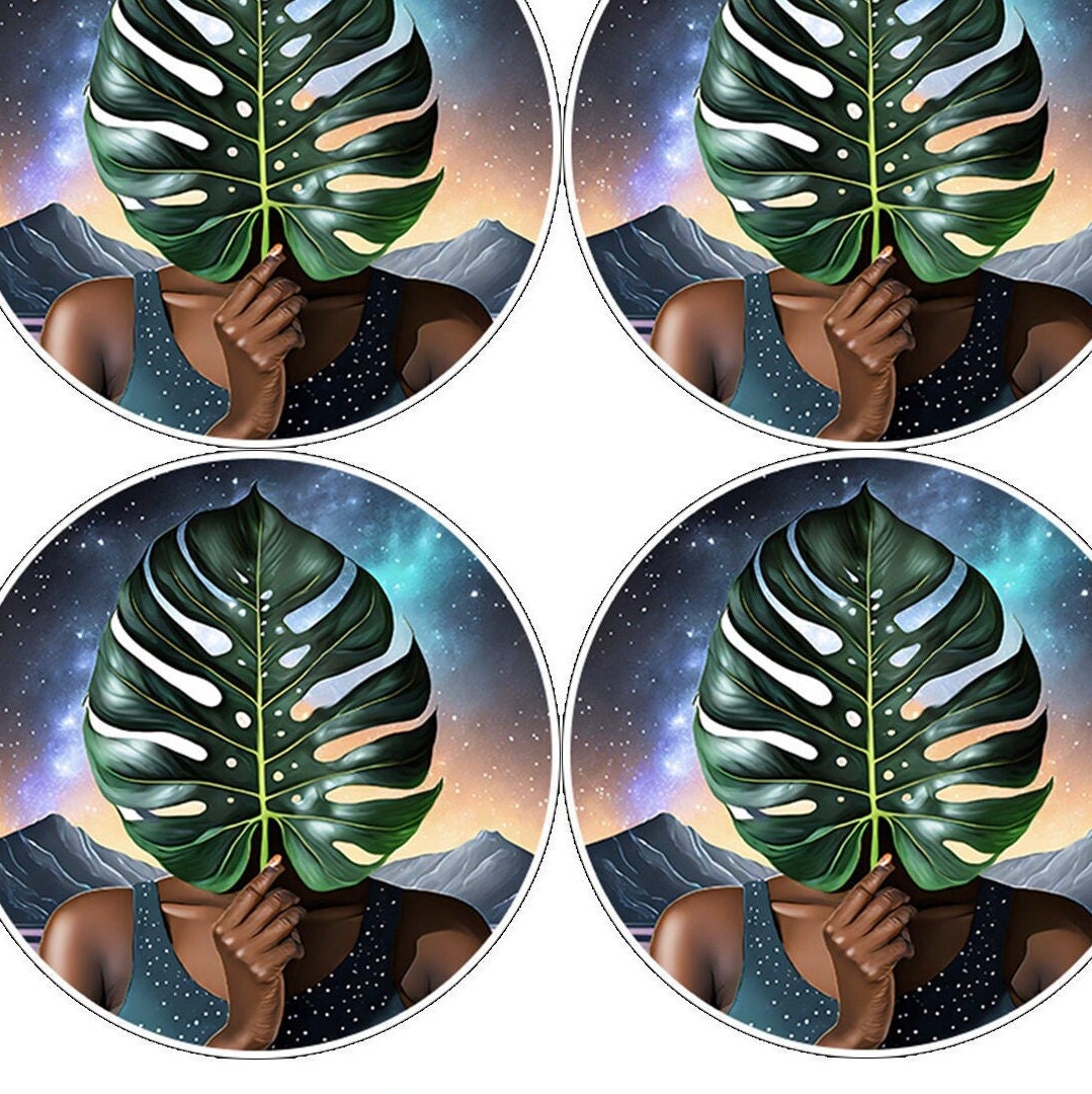 Woman Face With Monstera African Printable Sticker for Plant Lovers ...
