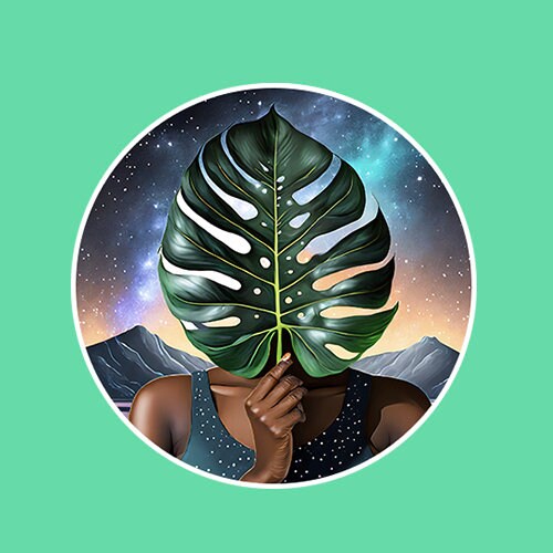 Woman Face With Monstera African Printable Sticker for Plant Lovers ...