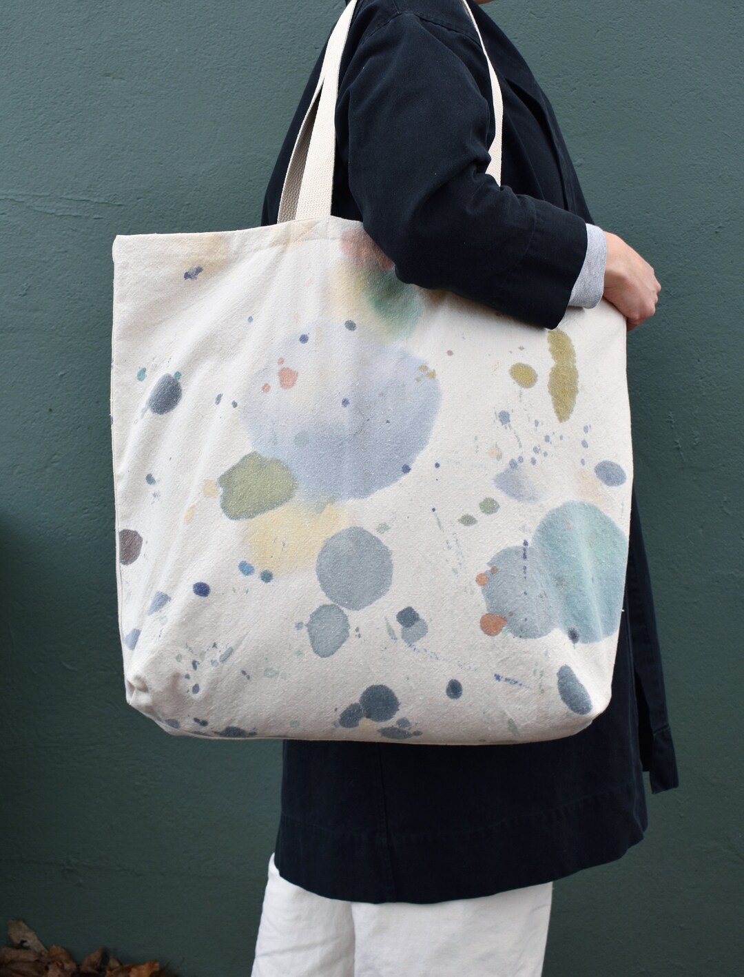 Splatter Paint Tote Bag, Xl Canvas Carryall Made From Repurposed Drop ...