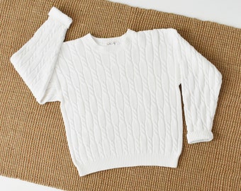 White Cotton Sweater - Etsy
