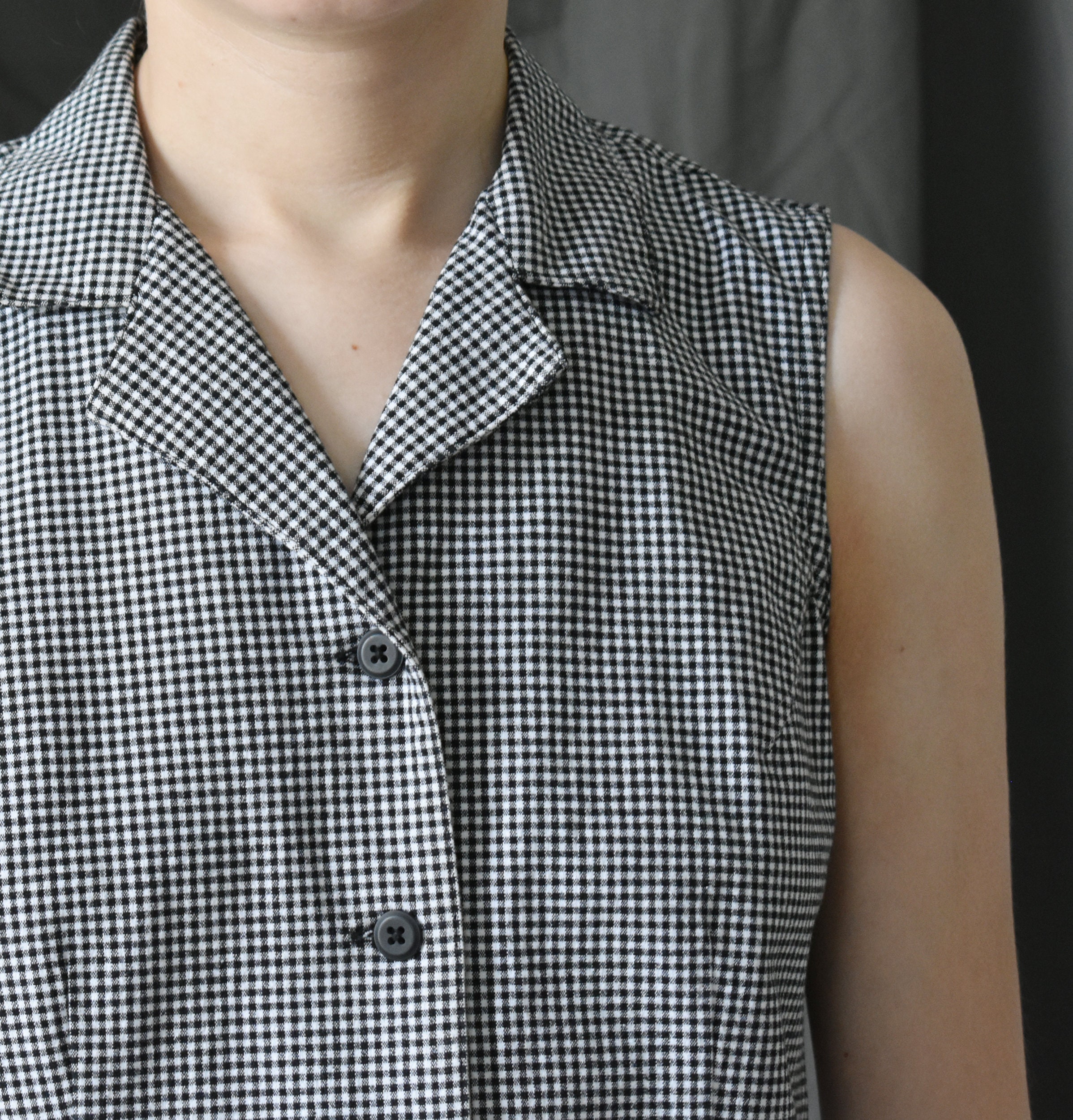 Vintage Gingham Check Print Sleeveless Cotton Blouse Size Xs Etsy