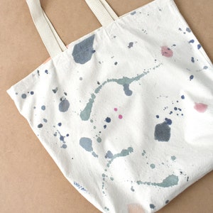 Splatter Paint Tote Bag, Xl Canvas Carryall Made From Repurposed Drop ...