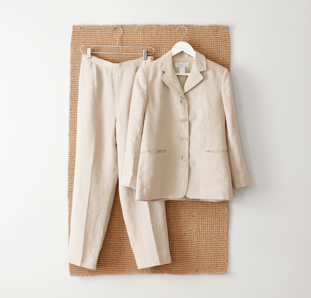 Vintage Linen Suit 90s Two Piece Pant & Jacket Set - Etsy