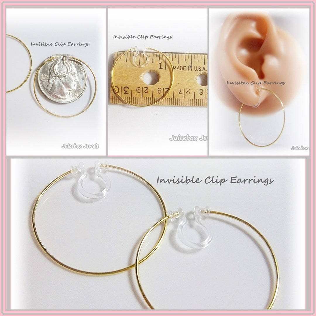 Invisible Clip 1-1/8 Inch Plain Hoop, Gold Plated Wire Lightweight ...