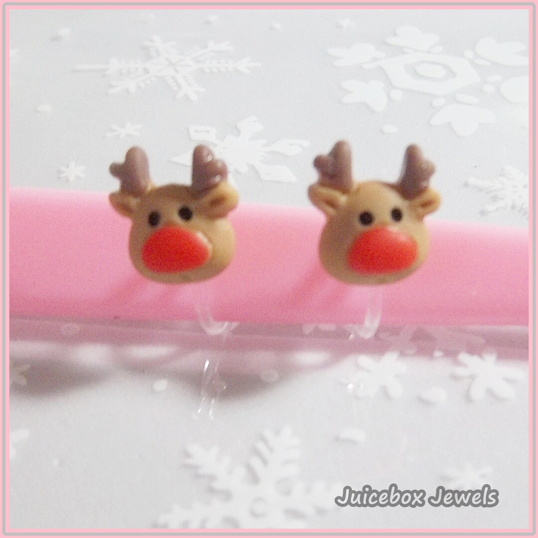 Rudolph Red Nose Reindeer Face,christmas Holiday, Resin Stud Non ...