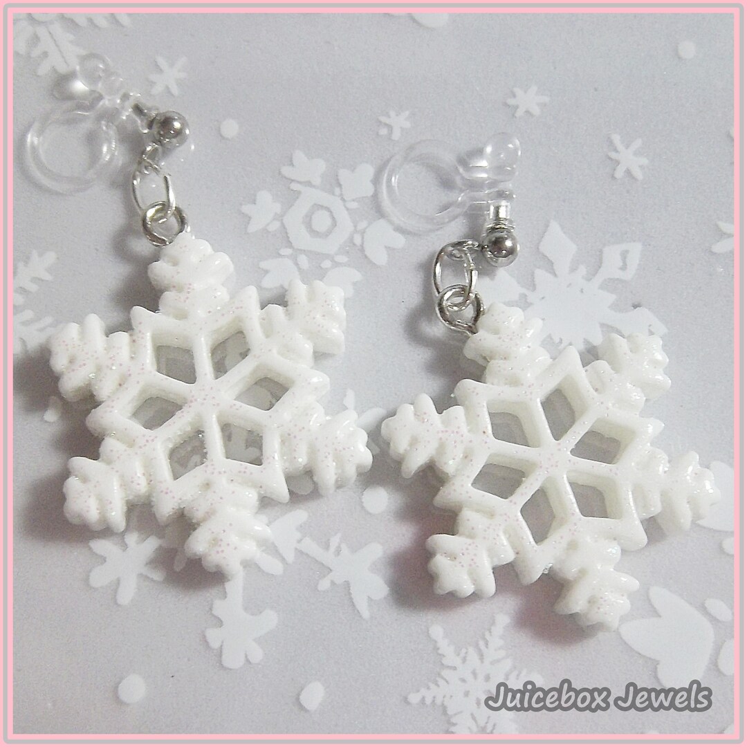 Winter Snowflake Christmas Holiday 1" Dangle Resin Earrings,1 Pair ...