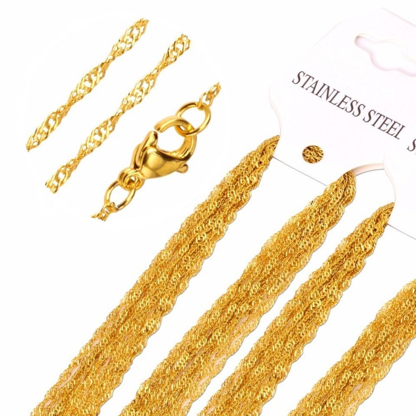 10 pcs Stainless Steel Gold Color Necklace 2 mm Singapore | Etsy