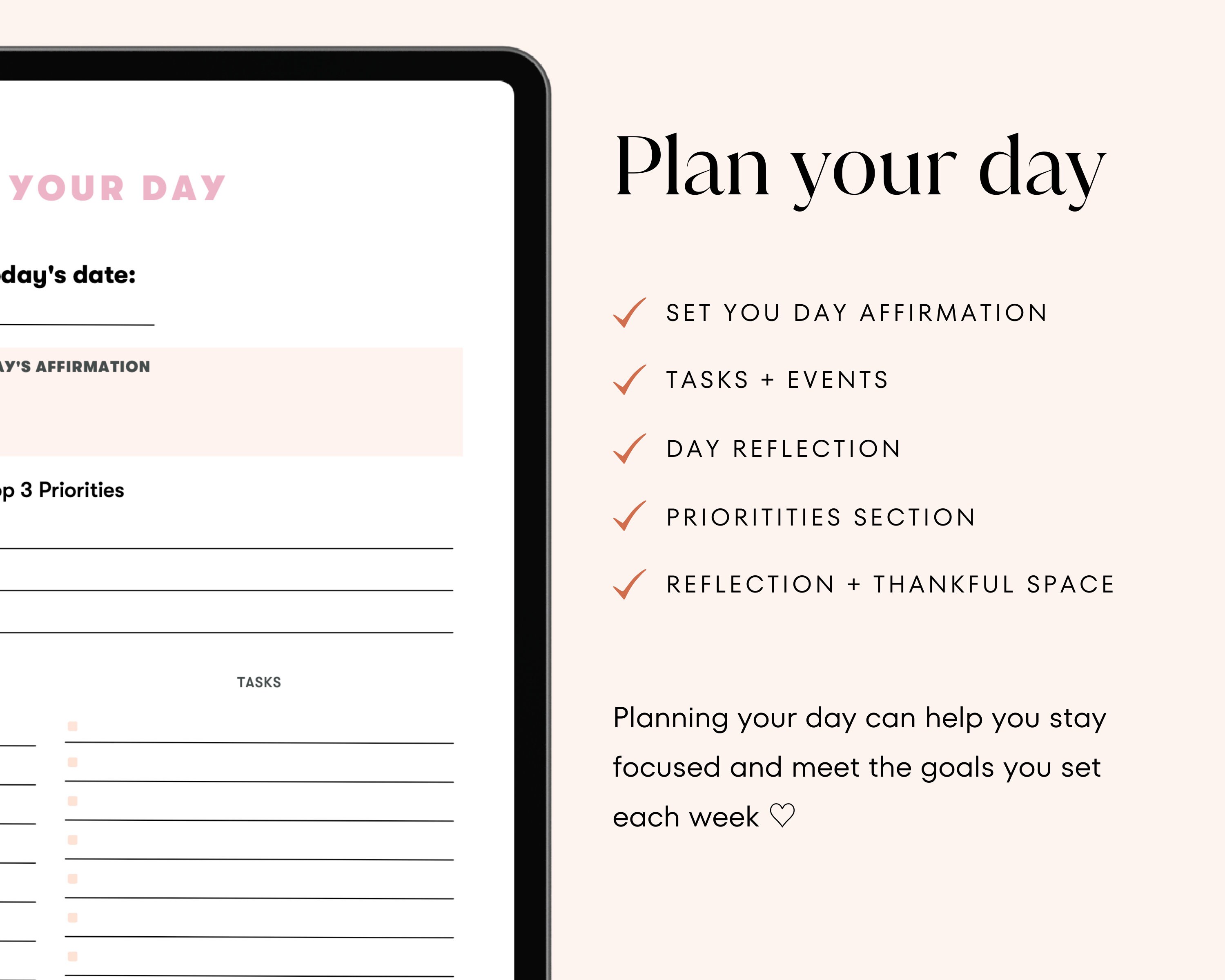 Plan Your Day Planner | Pastel Daily Planner, Everyday Planner. Ideal ...