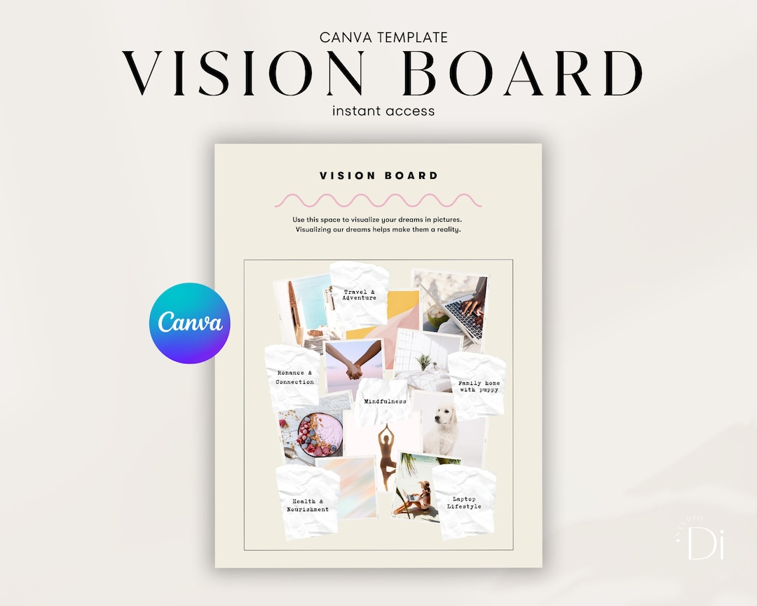 Vision Board Canva Template Photo Style - Editable Template - Etsy