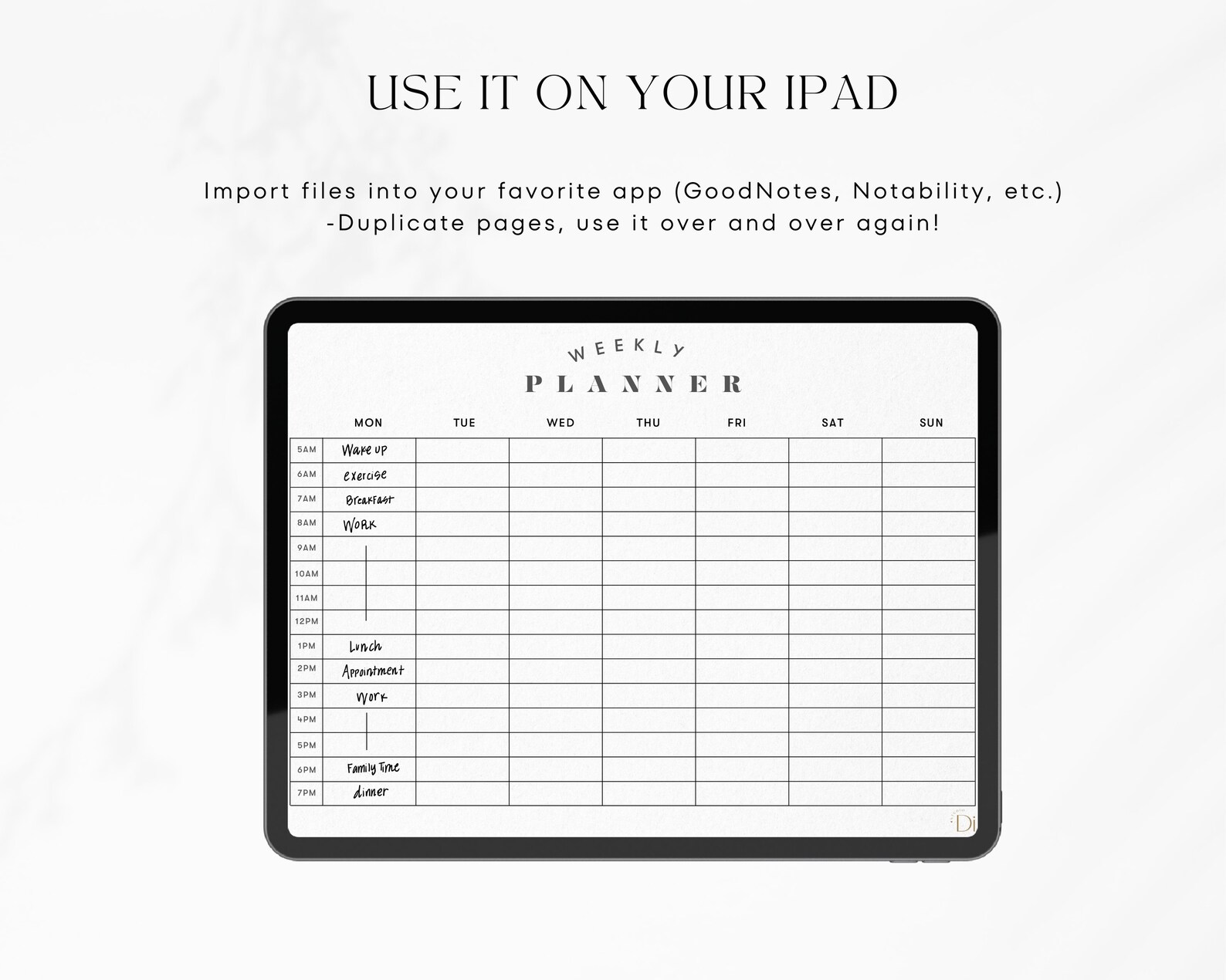 Digital Weekly Planner - Digital + Printable | Goodnotes for iPad ...