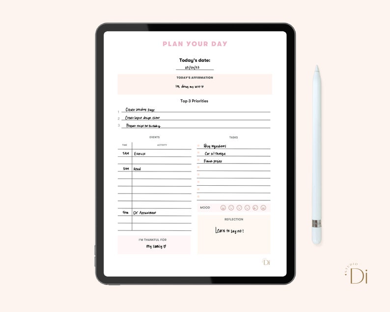 Plan Your Day Planner | Pastel Daily Planner, Everyday Planner. Ideal ...