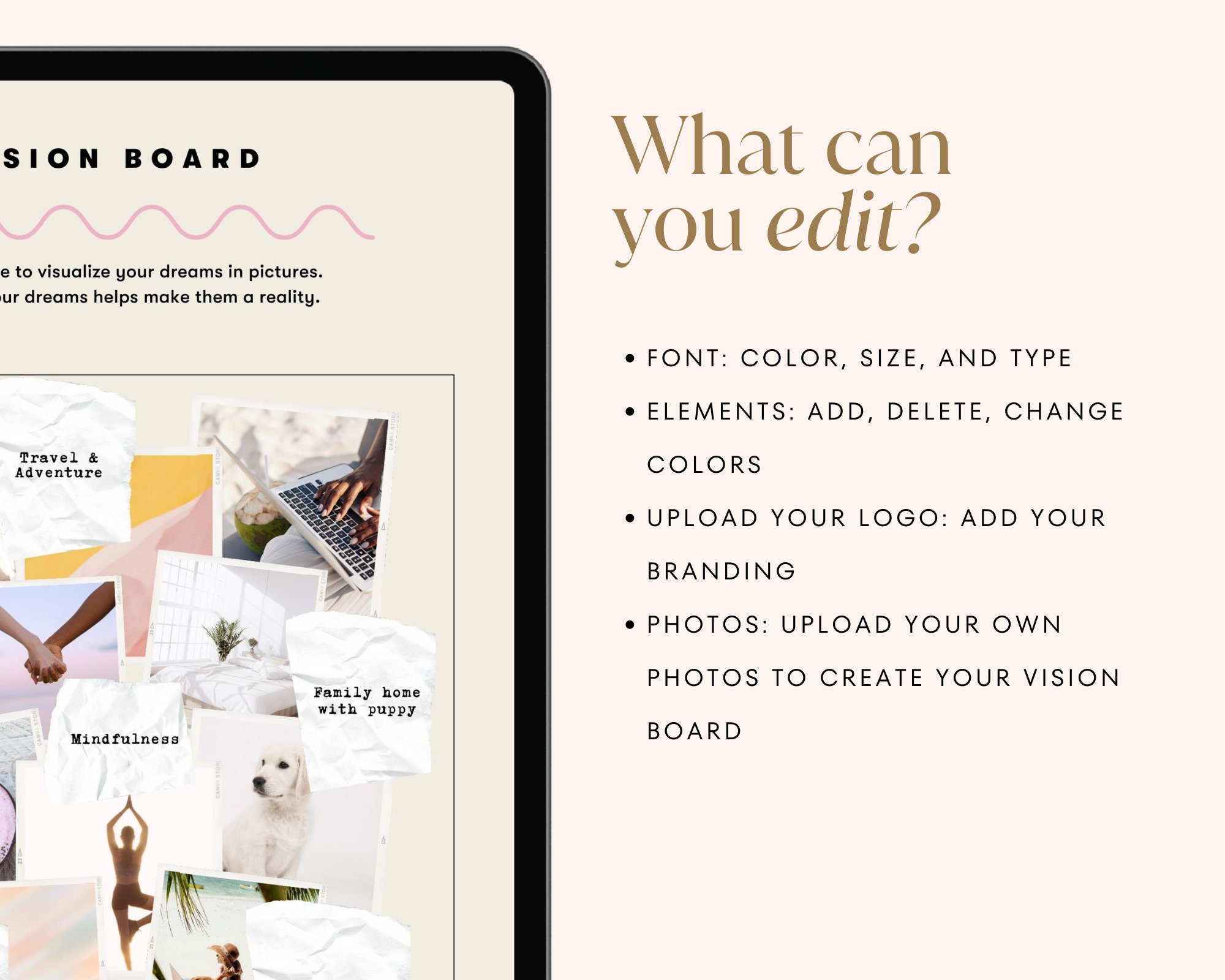 Vision Board Canva Template Photo Style - Editable Template - Etsy