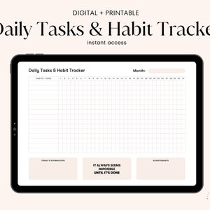Daily Tasks & Habit Tracker Printable / Digital - Undated - Etsy