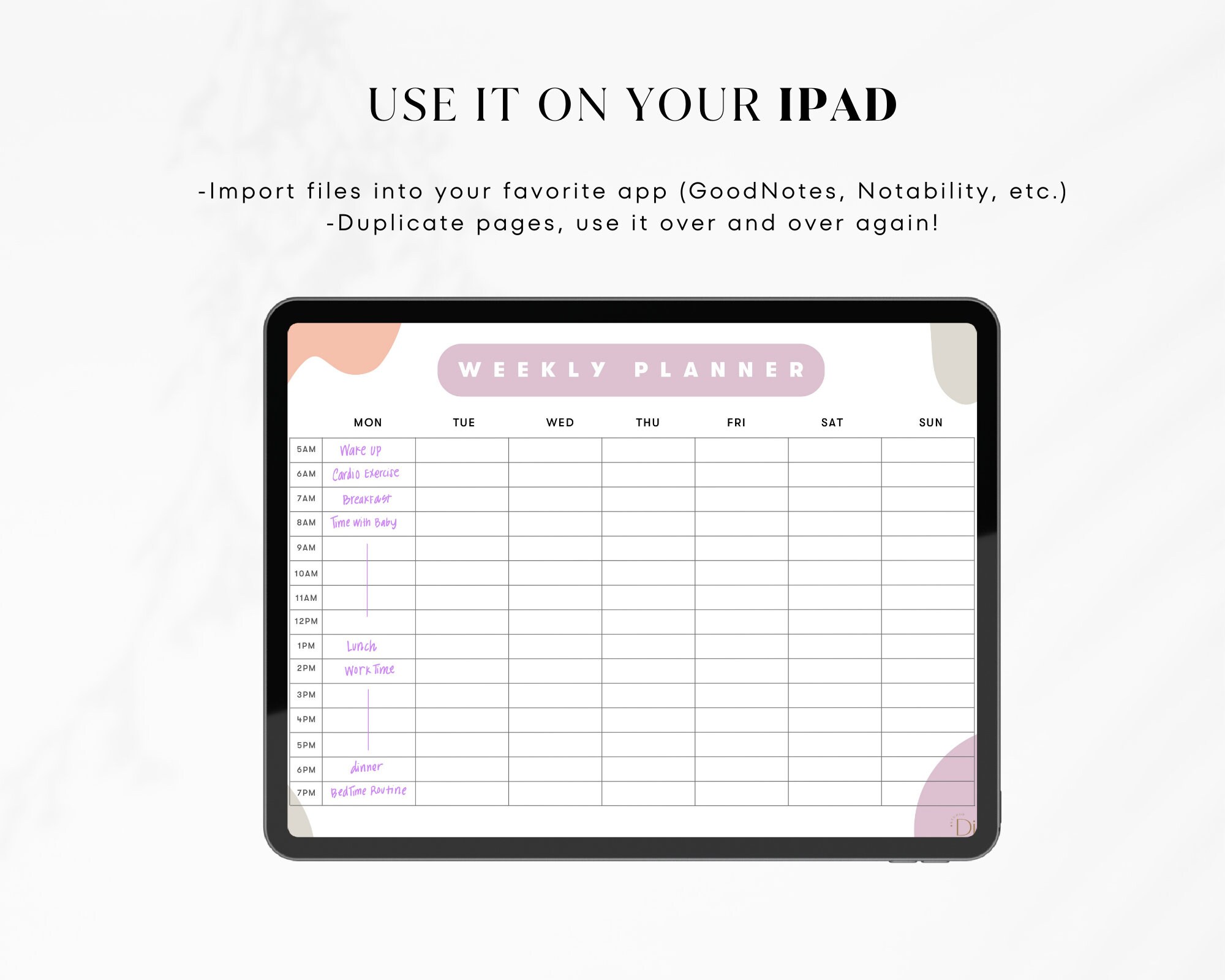 Digital Weekly Planner - Digital + Printable | Goodnotes for iPad ...