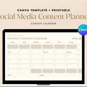 Social Media Content Planner - Canva Editable Template + PDF Printable ...