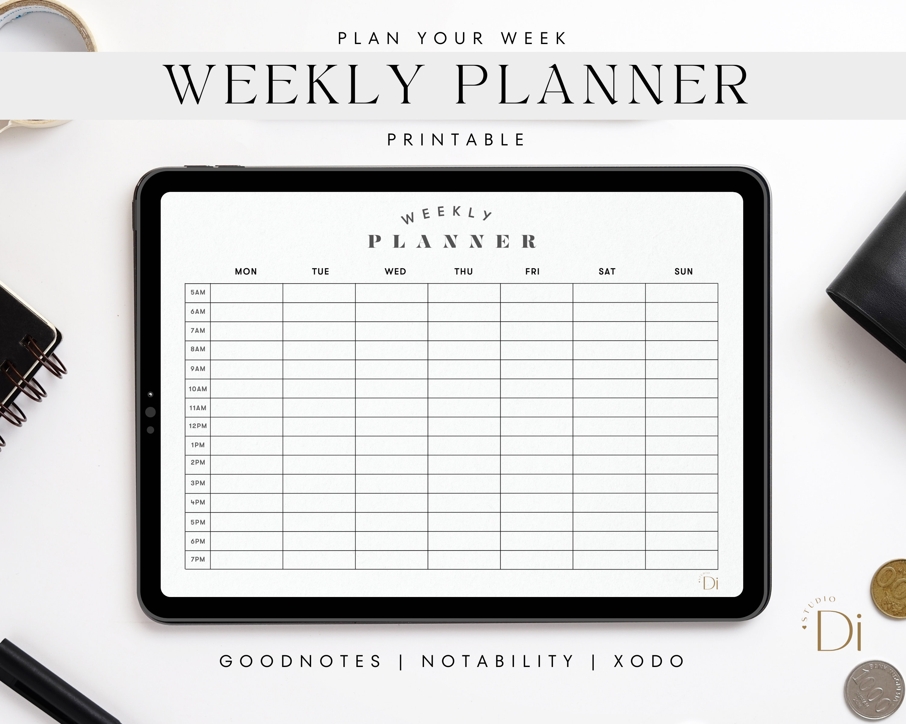 Digital Weekly Planner - Digital + Printable | Goodnotes for iPad ...