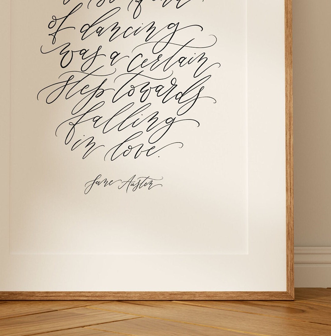 Jane Austen PRINTABLE Calligraphy Wall Art Pride and Prejudice Artwork ...