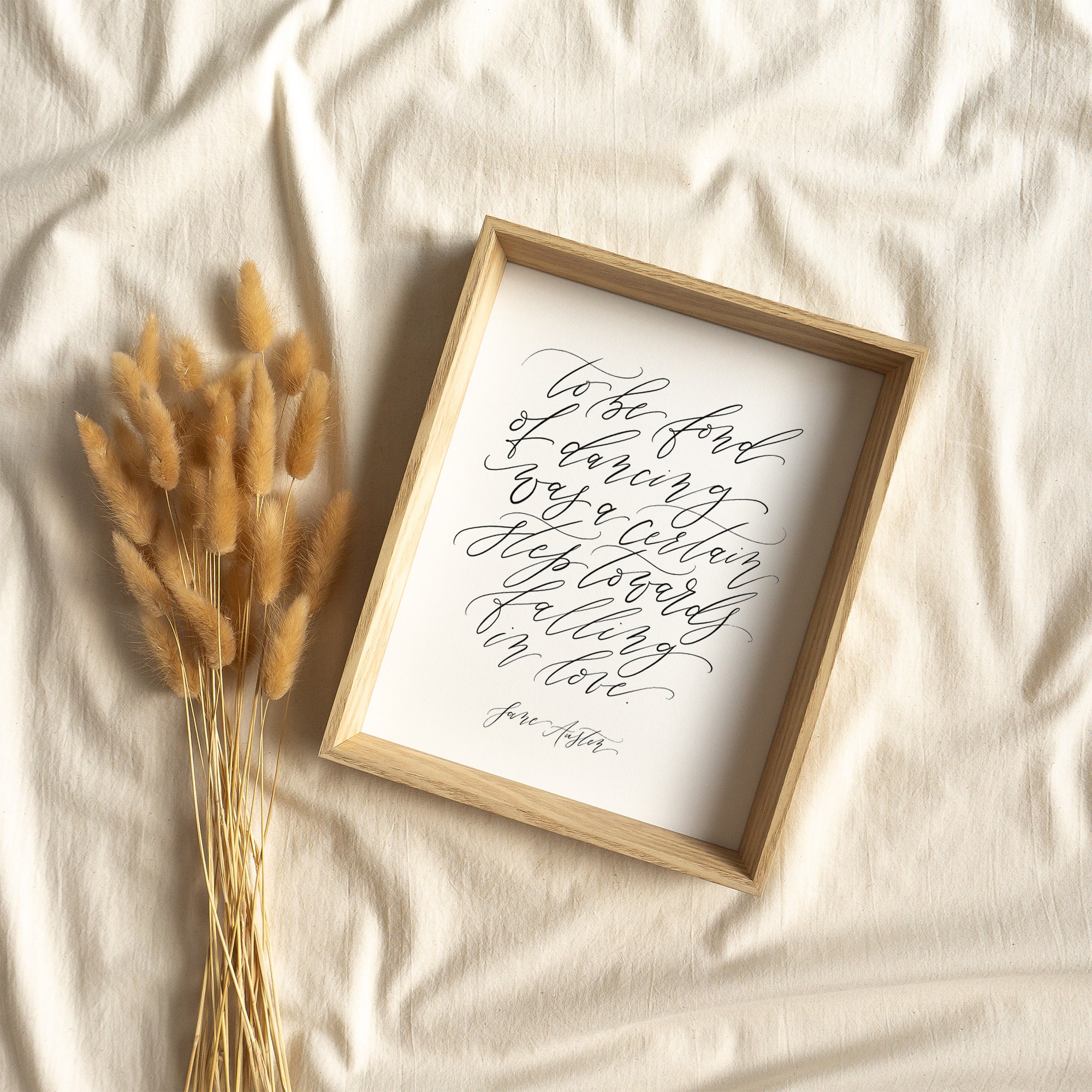 Jane Austen PRINTABLE Calligraphy Wall Art Pride and Prejudice Artwork ...