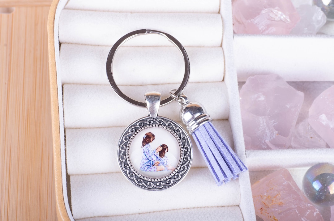 Key Chain Mother and Daughter Key Chain Silver Tassel Key Chain Moms ...
