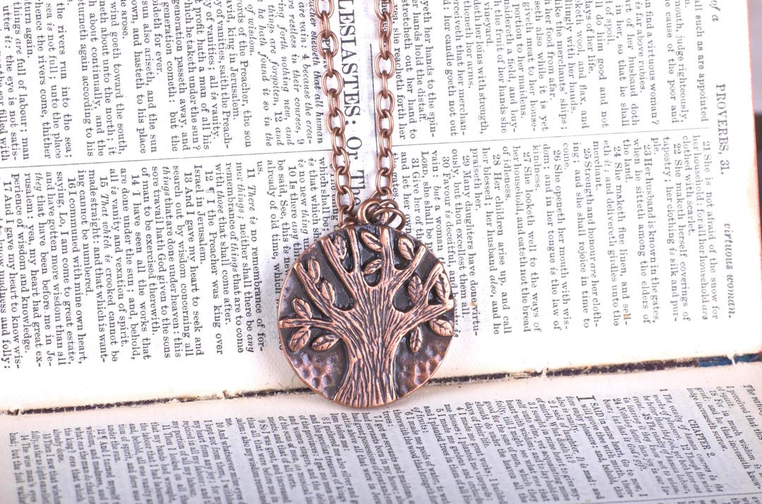 Mulberry Tree Necklace Copper Tree Engraved Pendant Unique Style Unisex ...