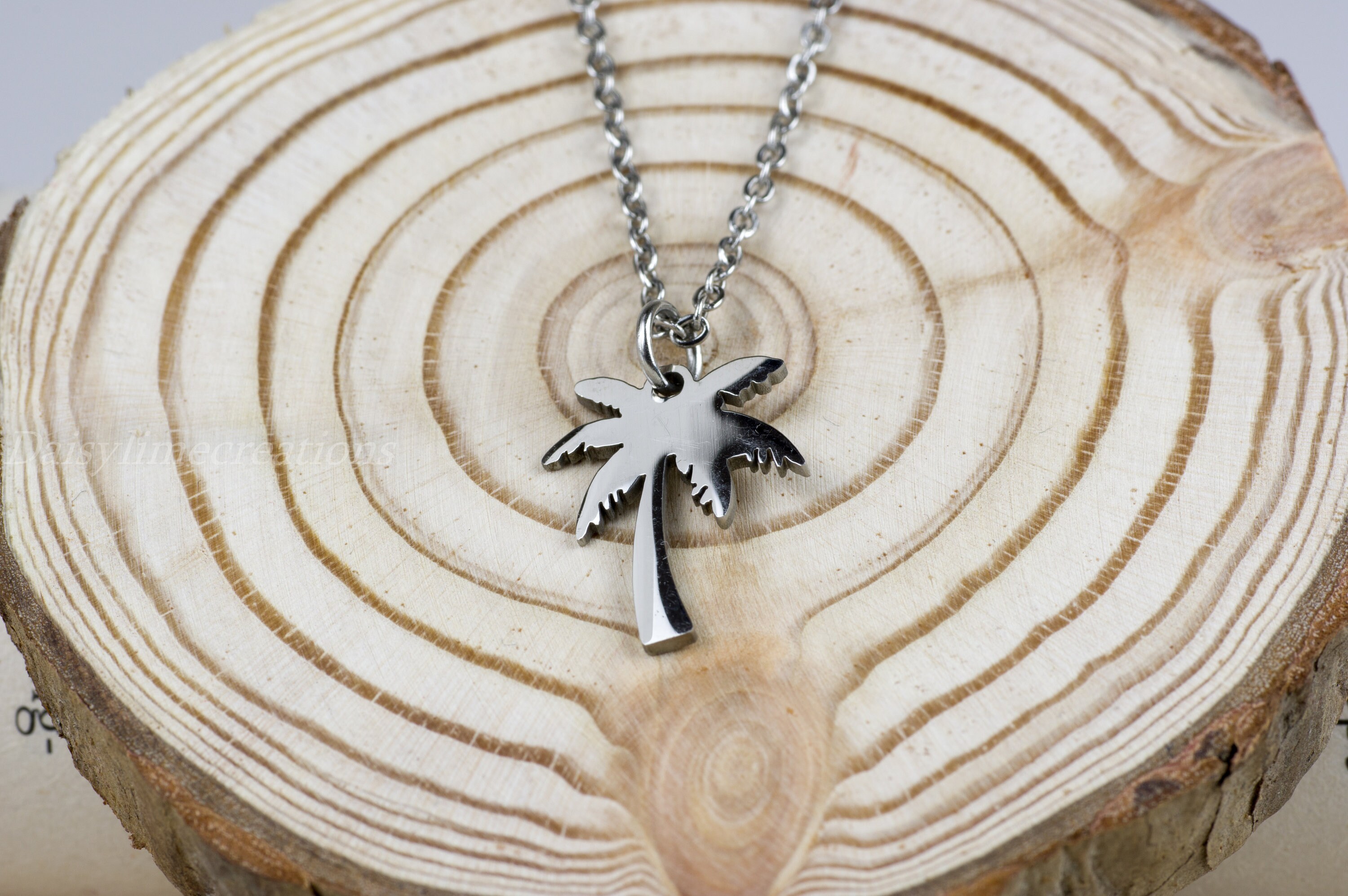 Palm Tree Pendant Necklace Gold Silver Palm Tree Pendant - Etsy UK