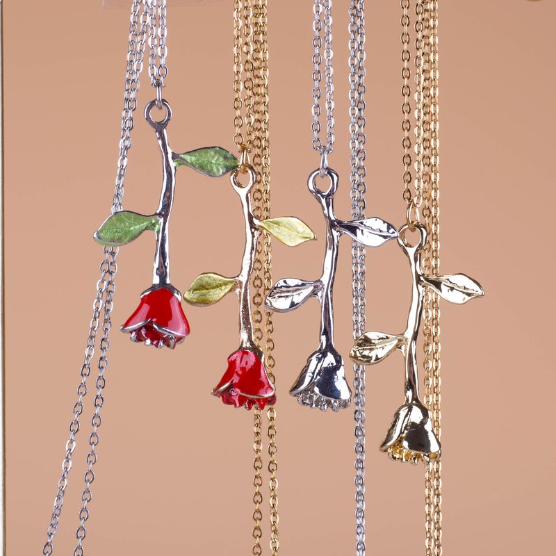 Red Rose Necklace - Etsy