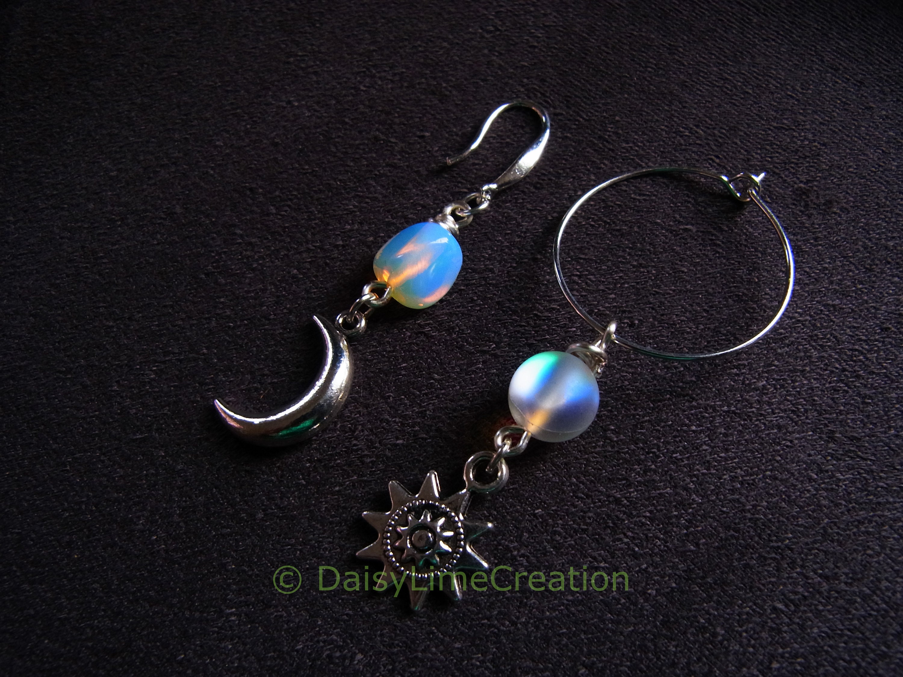 Mismatch Earrings Asymmetric Earrings Unique Earrings Sun and | Etsy