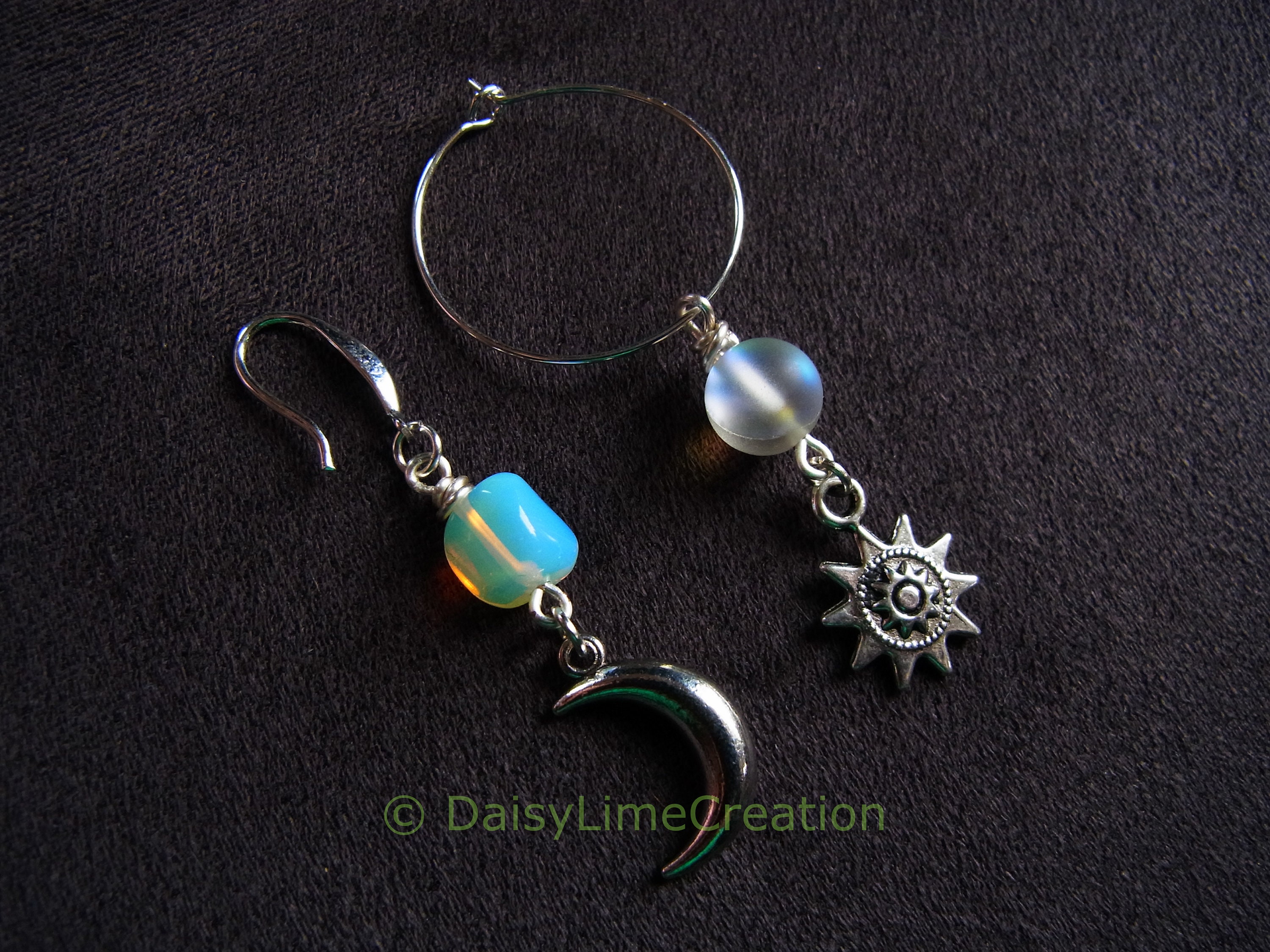 Mismatch Earrings Asymmetric Earrings Unique Earrings Sun and | Etsy