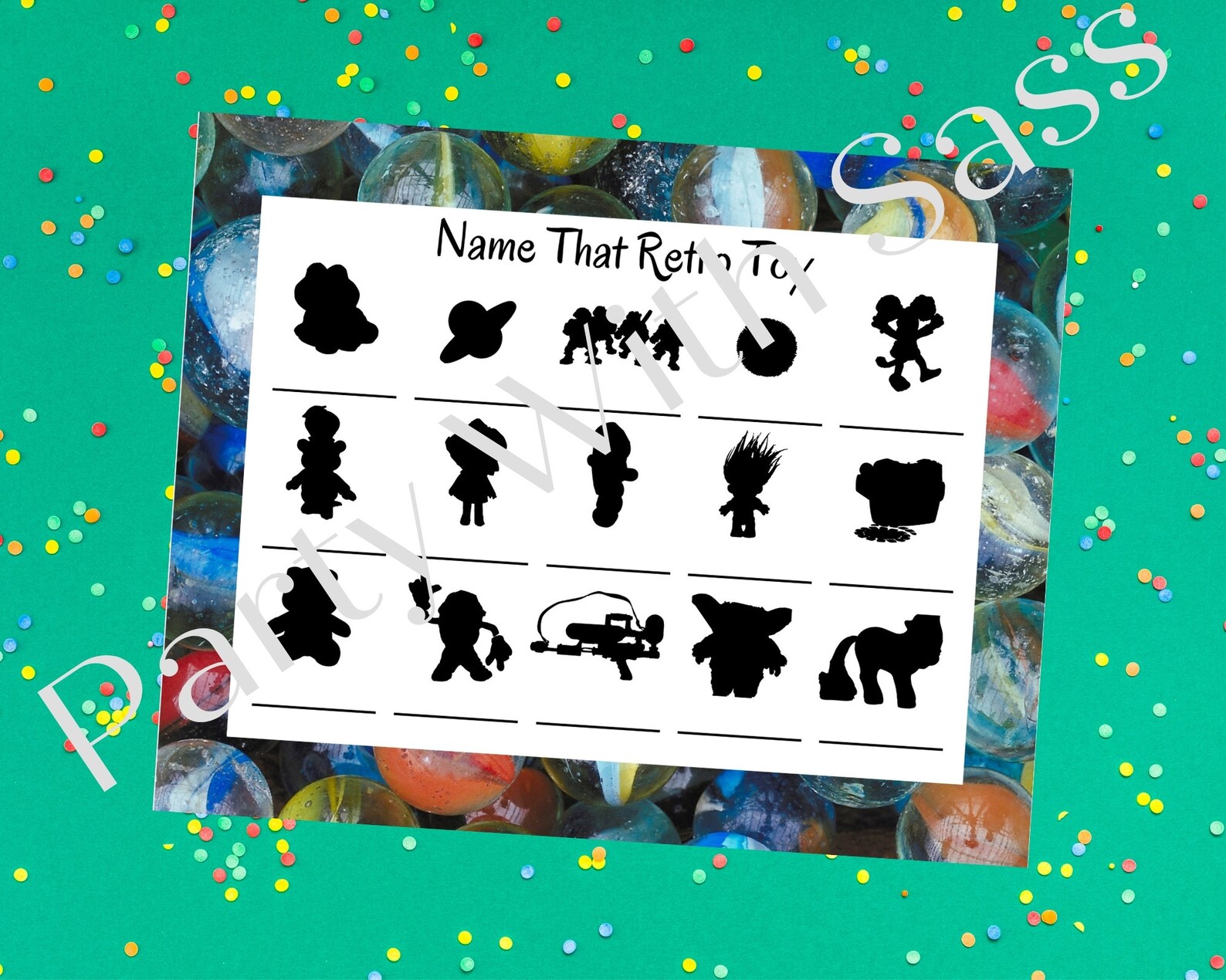 Retro Toy Silhouette Guessing Game - Baby Shower - Instant Download ...