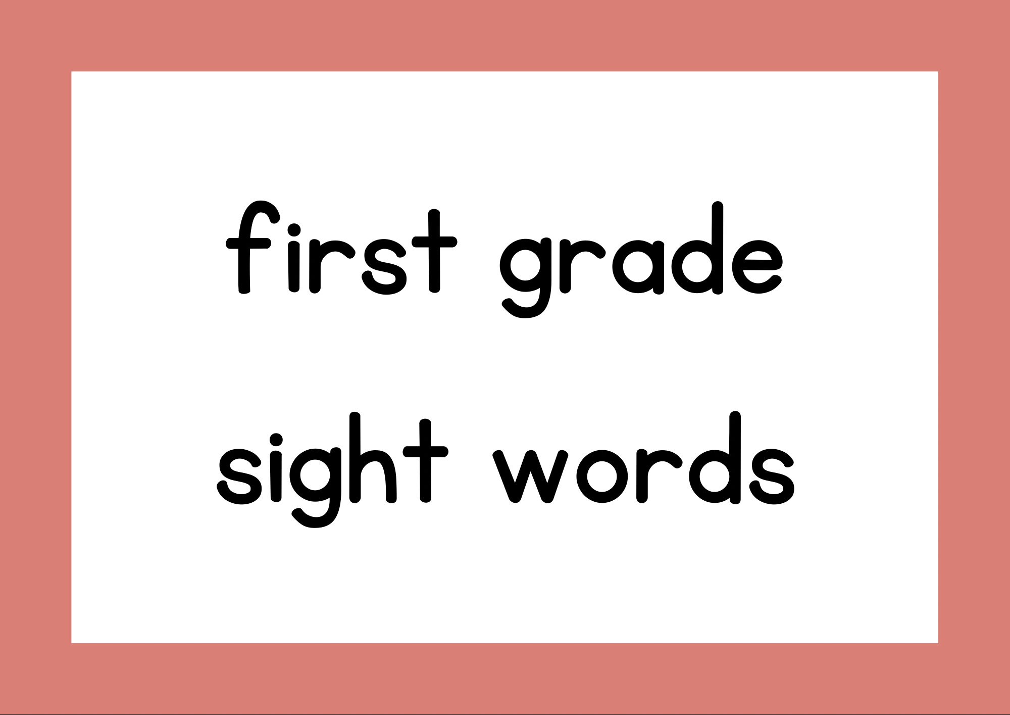 First Grade Sight Word Flash Cards - Etsy