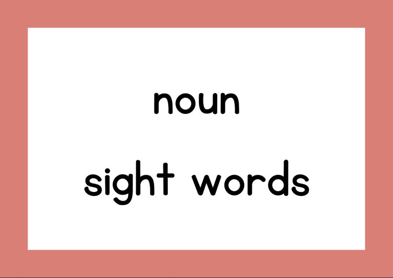 Noun Sight Word Flashcards - Etsy