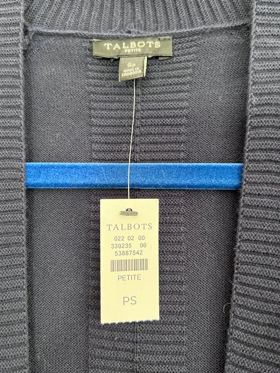 NWT Talbots 100% Pima Cotton Mesh Sleeve Navy Open-Fr… - Gem