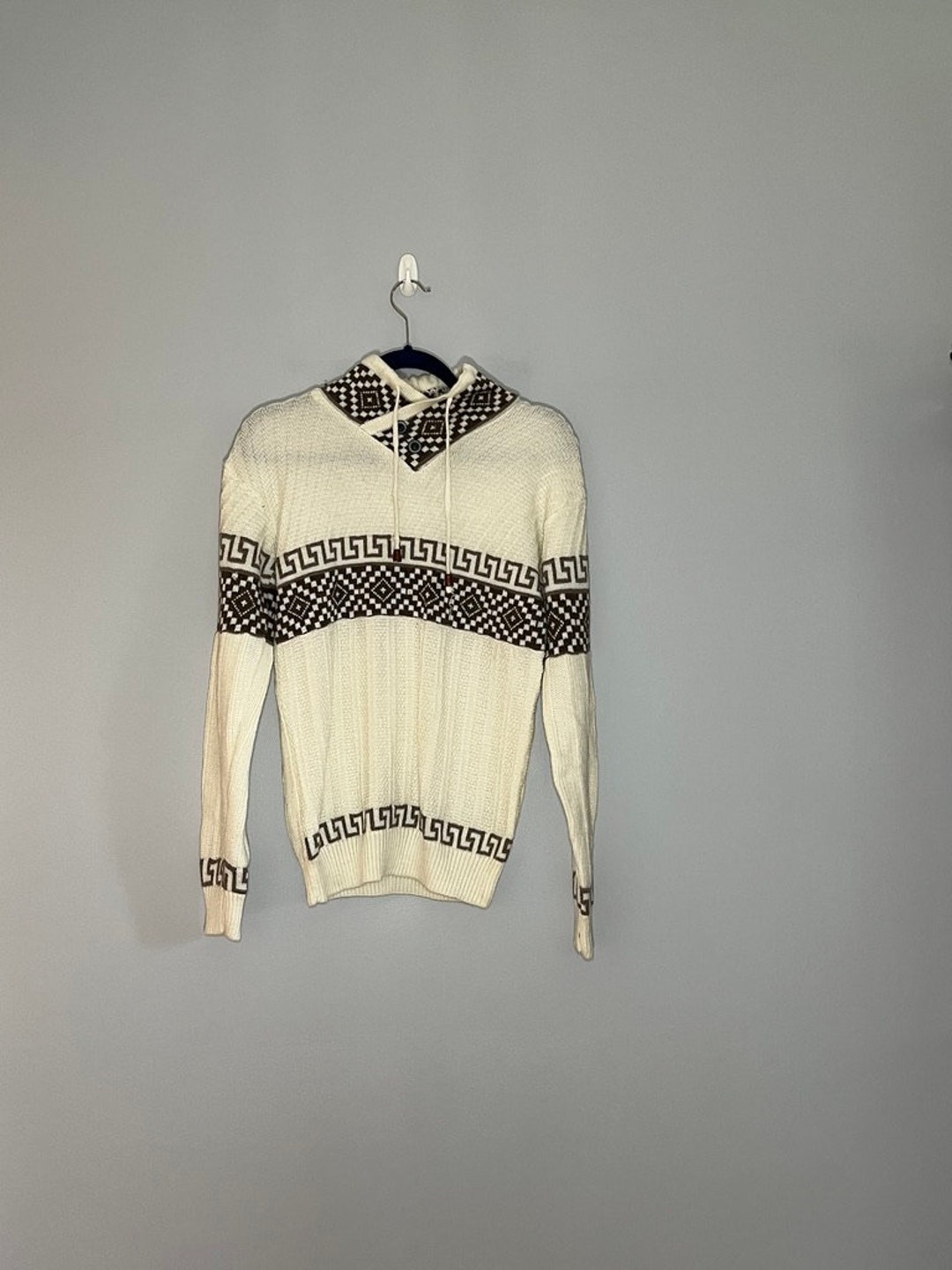 Vintage Turkish Made Greek Key Design Turtleneck W/ Ties Sweater - Etsy