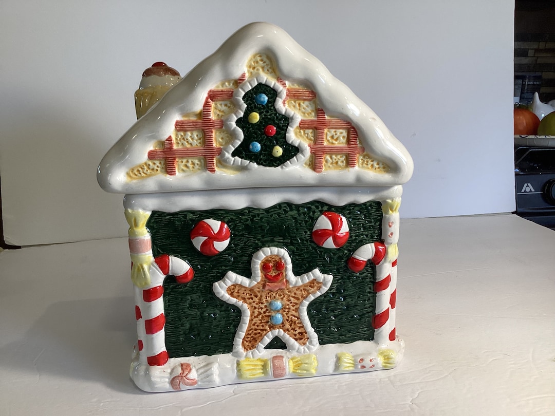 Christmas Gingerbread Cookie Jar, Small Counter Top, Gingerbread House ...
