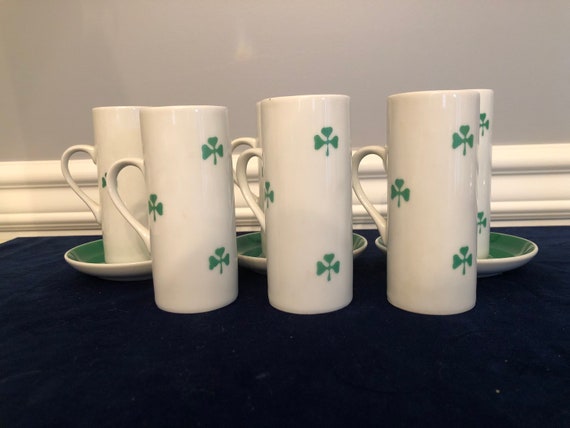 Irish Drinks Shamrock Expresso Latte 6 Cups and 3 Saucers | Etsy