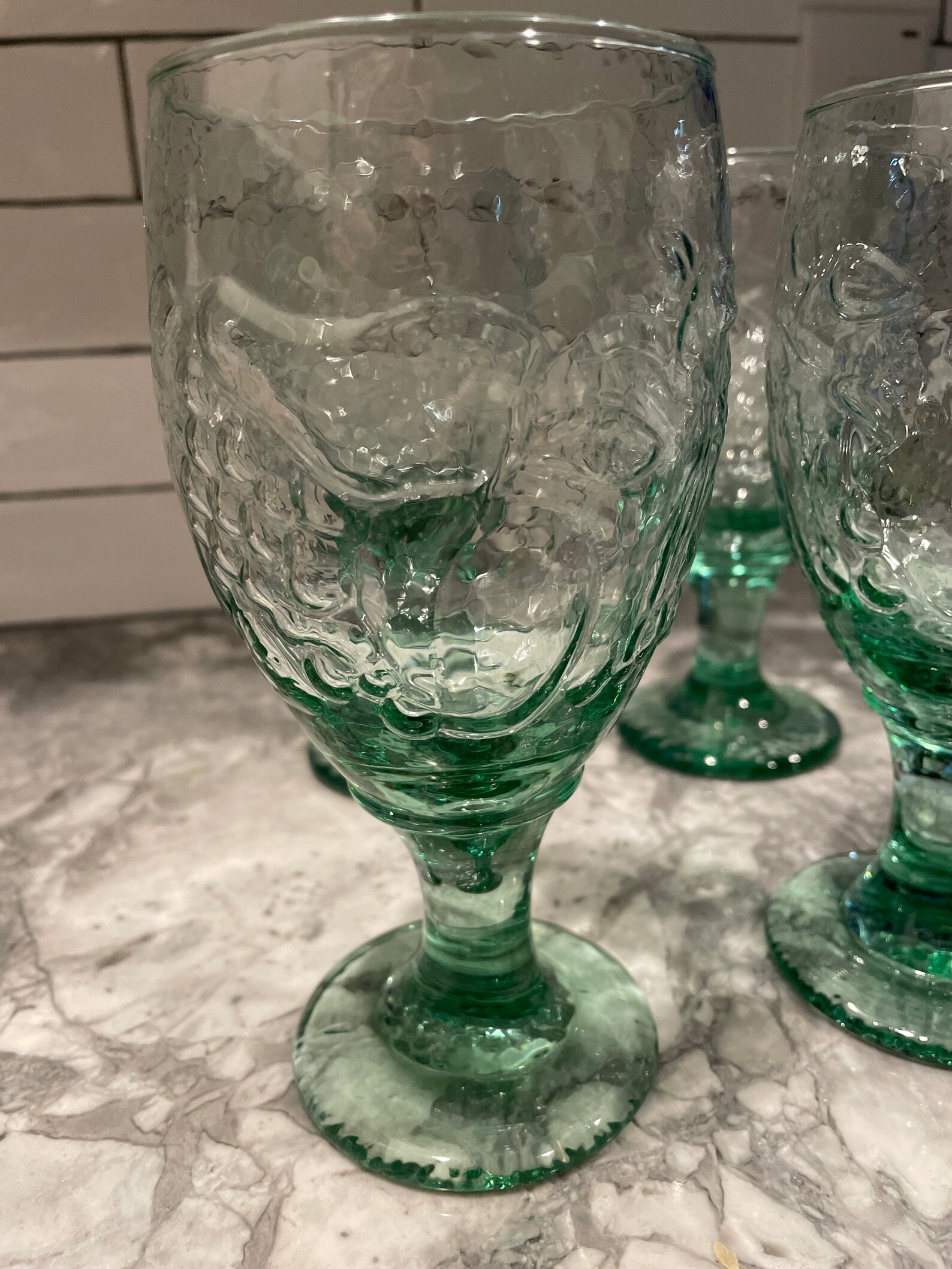 Aqua Spanish Green Water Goblets, Set of 4 - Etsy