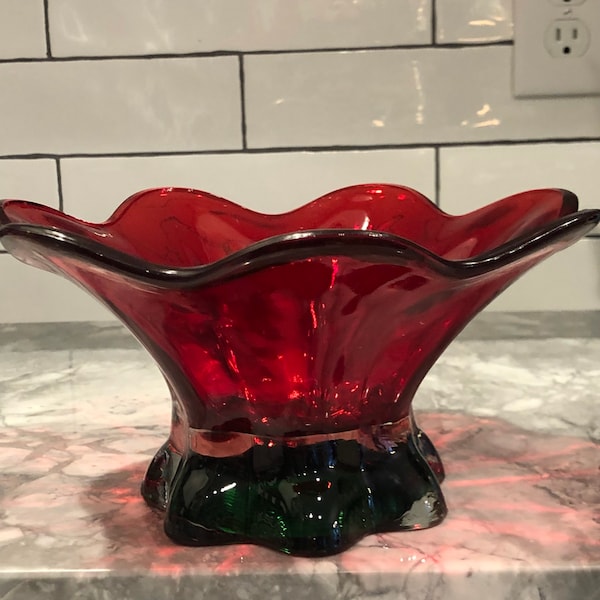 Red Glass Bowl - Etsy