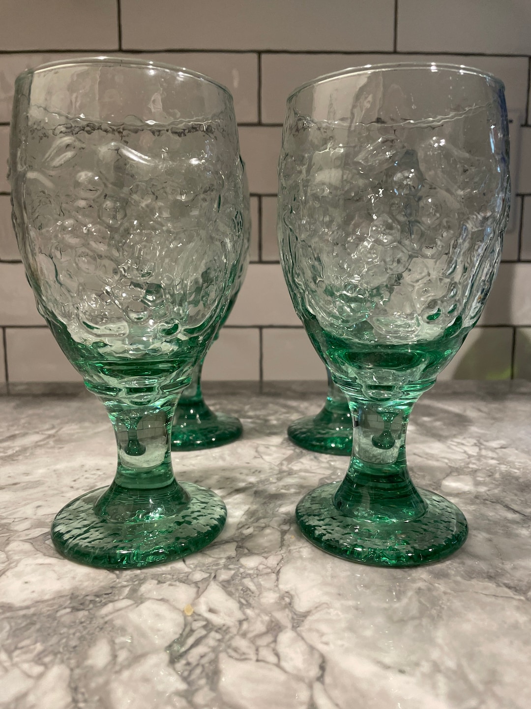 Aqua Spanish Green Water Goblets, Set of 4 - Etsy