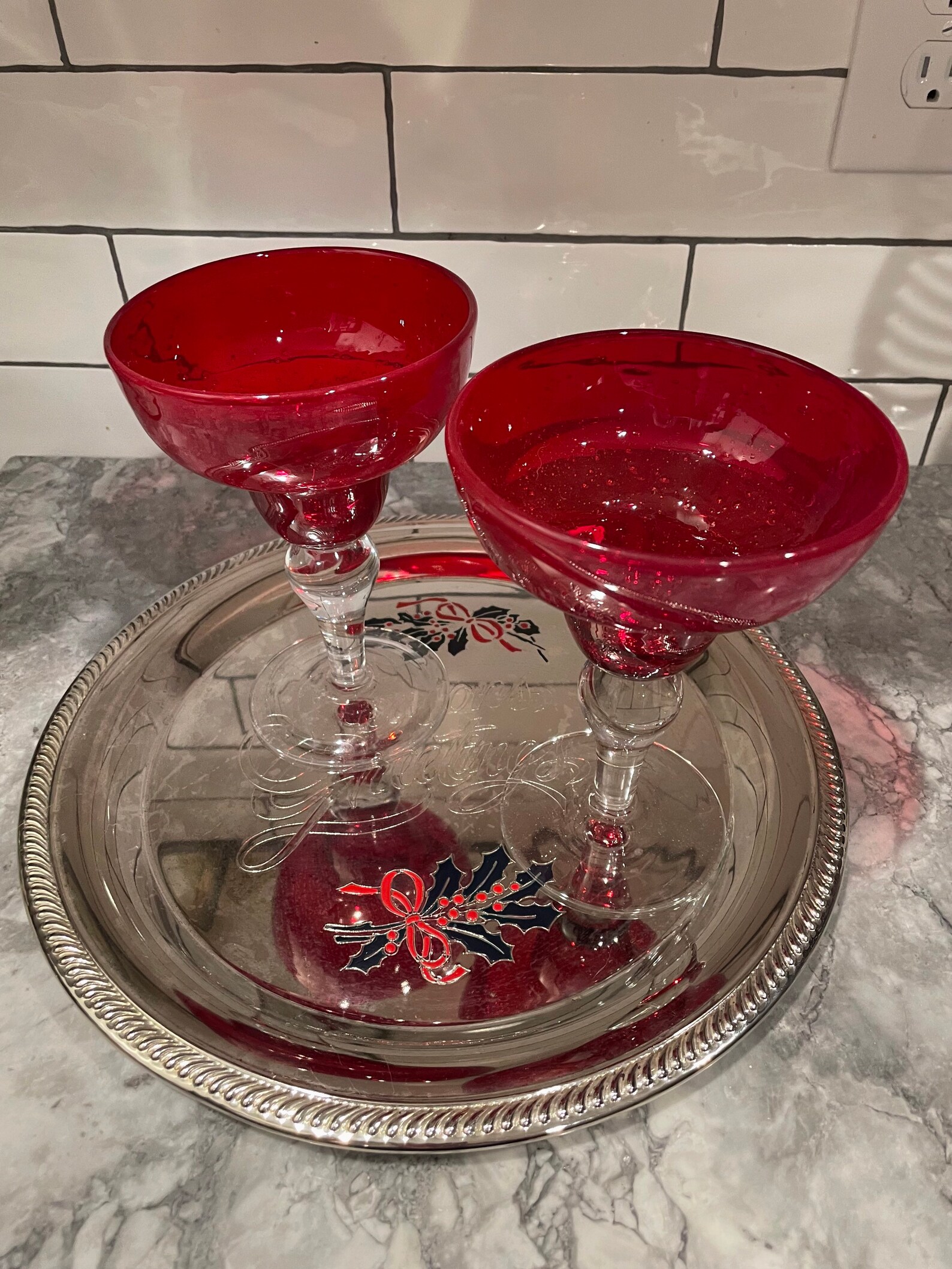 Ruby Red Margarita Barware Gift Frozen Clear Stem | Etsy