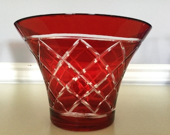 Red Crystal Bowl - Etsy